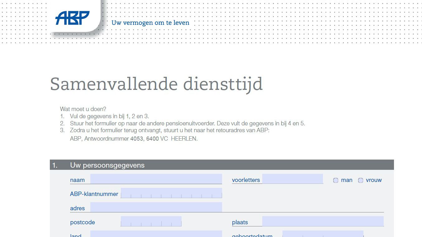 Aanvulling tweeverdieners ABP aanvragen - MAX Meldpunt